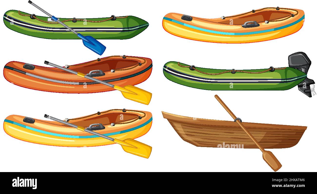 Set of different boats on white background illustration Stock Vector ...