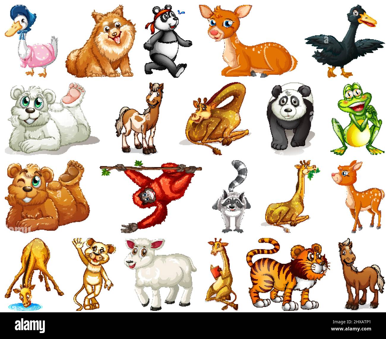 Set of animal cartoon character illustration Stock Vector Image & Art ...