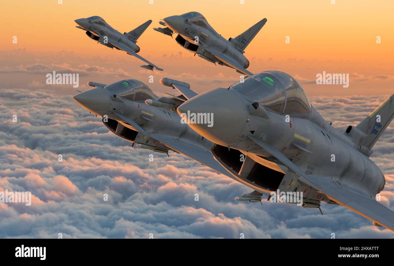 Eurofighter Typhoon formation in flight Stock Photo - Alamy