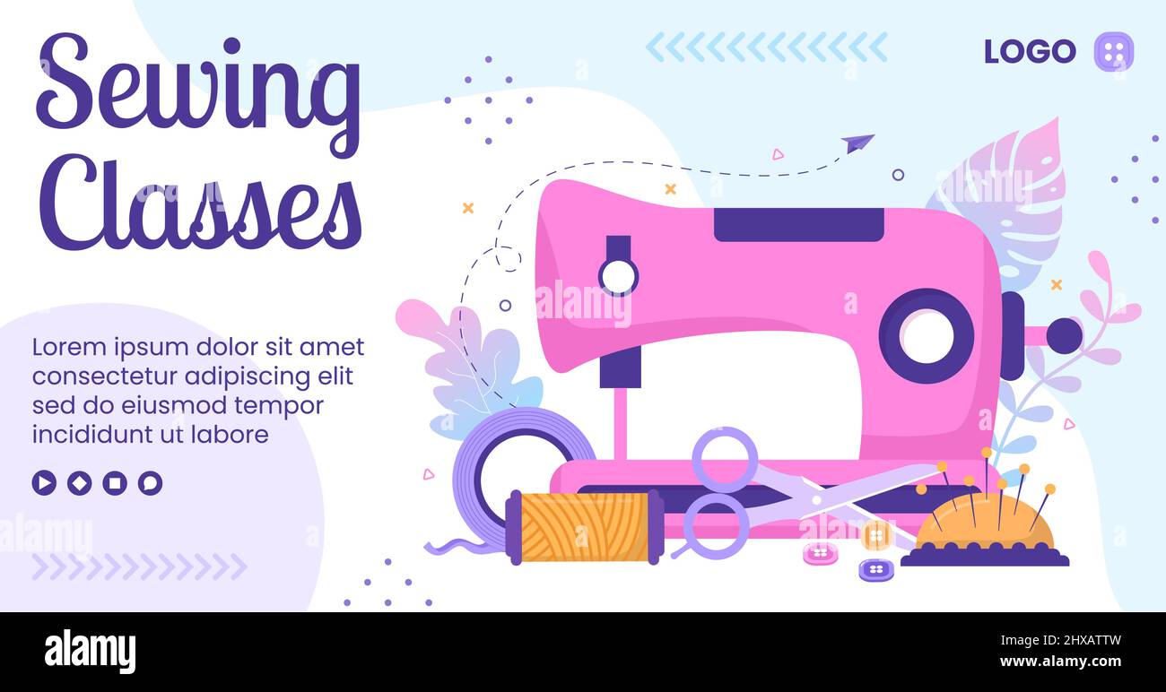Sewing or Tailor Classes Post Template Flat Illustration Editable of ...