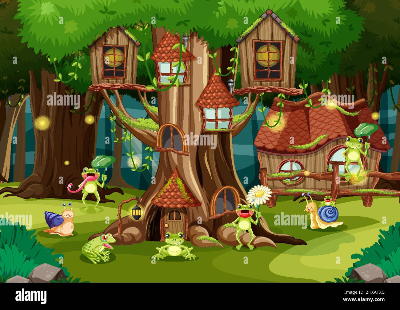 Insect living in fairy tale forest illustration Stock Vector Image ...