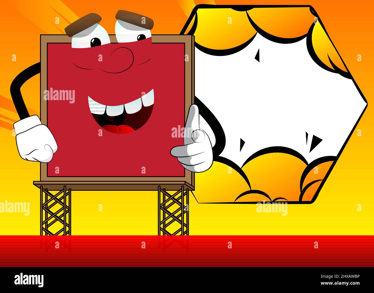 Billboard pointing at the viewer with his hand. Cute cartoon ...