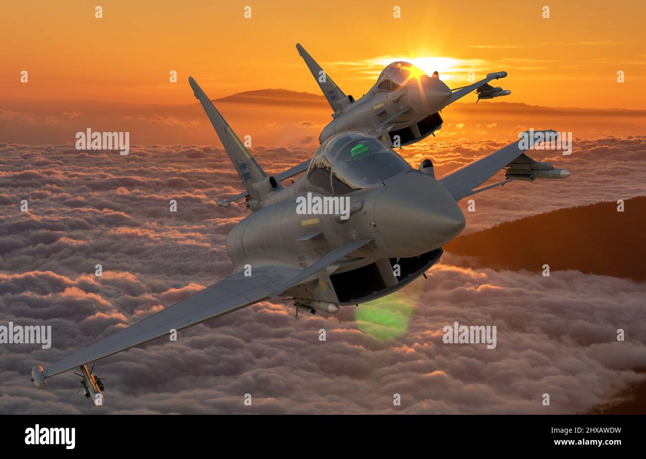 Eurofighter Typhoon formation in flight Stock Photo - Alamy