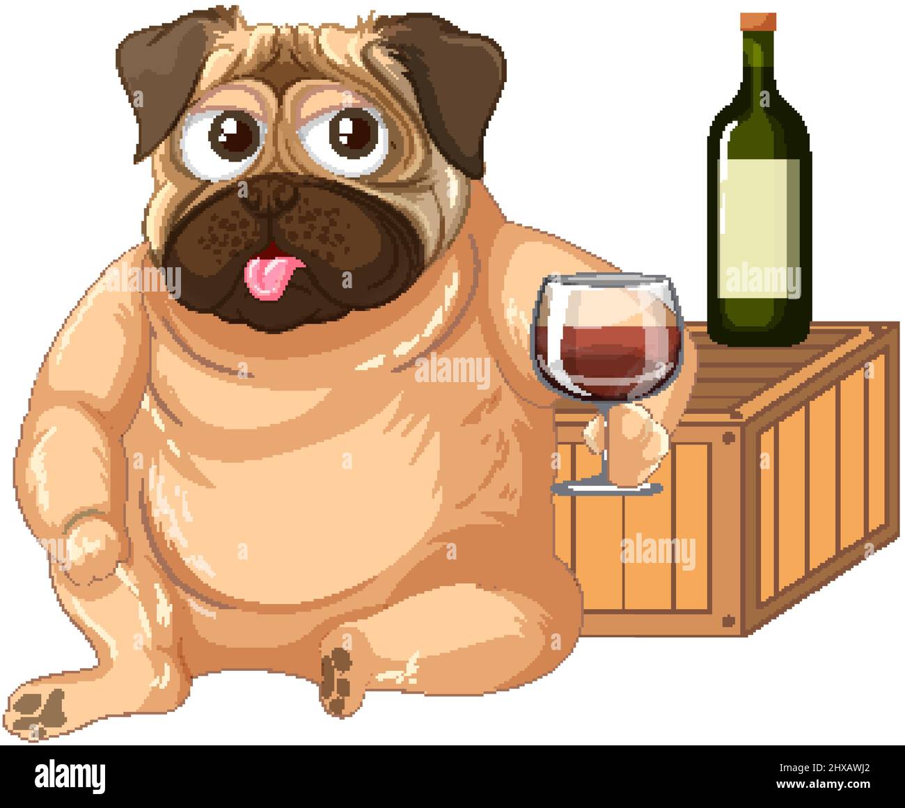 A Happy dog drinking wine on white background illustration Stock Vector ...