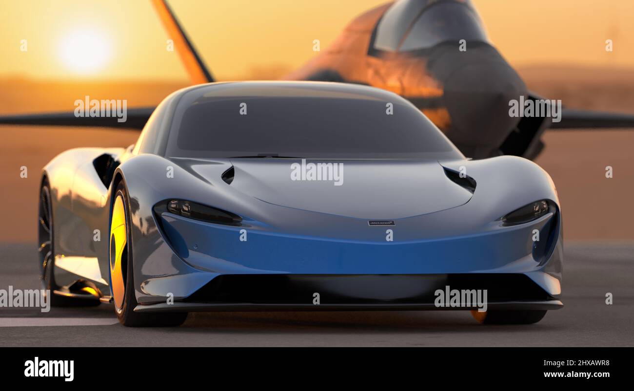 McLaren Speedtail - Hybrid Hyper-GT on the background of a modern ...