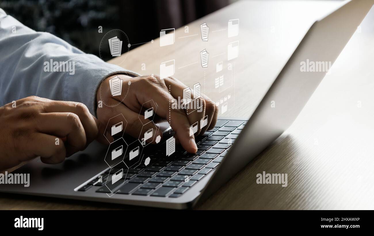 Businessman working reading documents graph financial to job succes ...