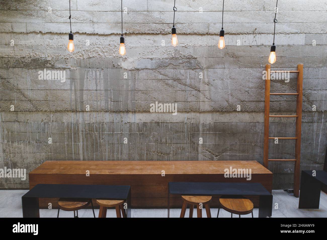 cafe interior Layout in a loft style in dark colors open space interior ...