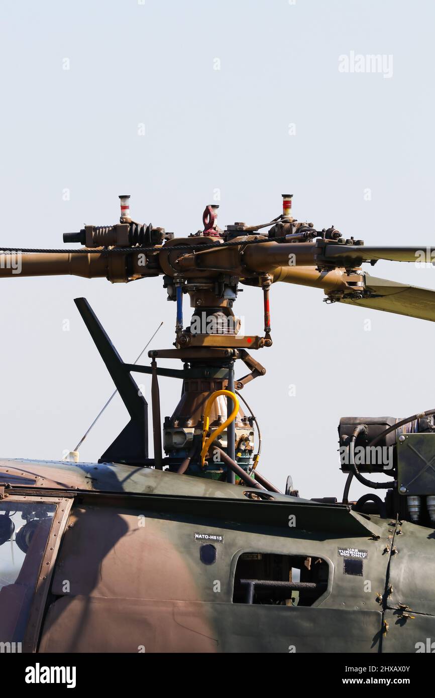 Alouette III Helicopter Swashplate And Rotor Assembly Close-up Stock ...