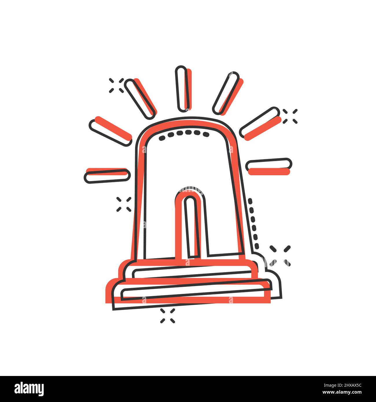 Emergency alarm icon in comic style. Alert lamp cartoon vector ...