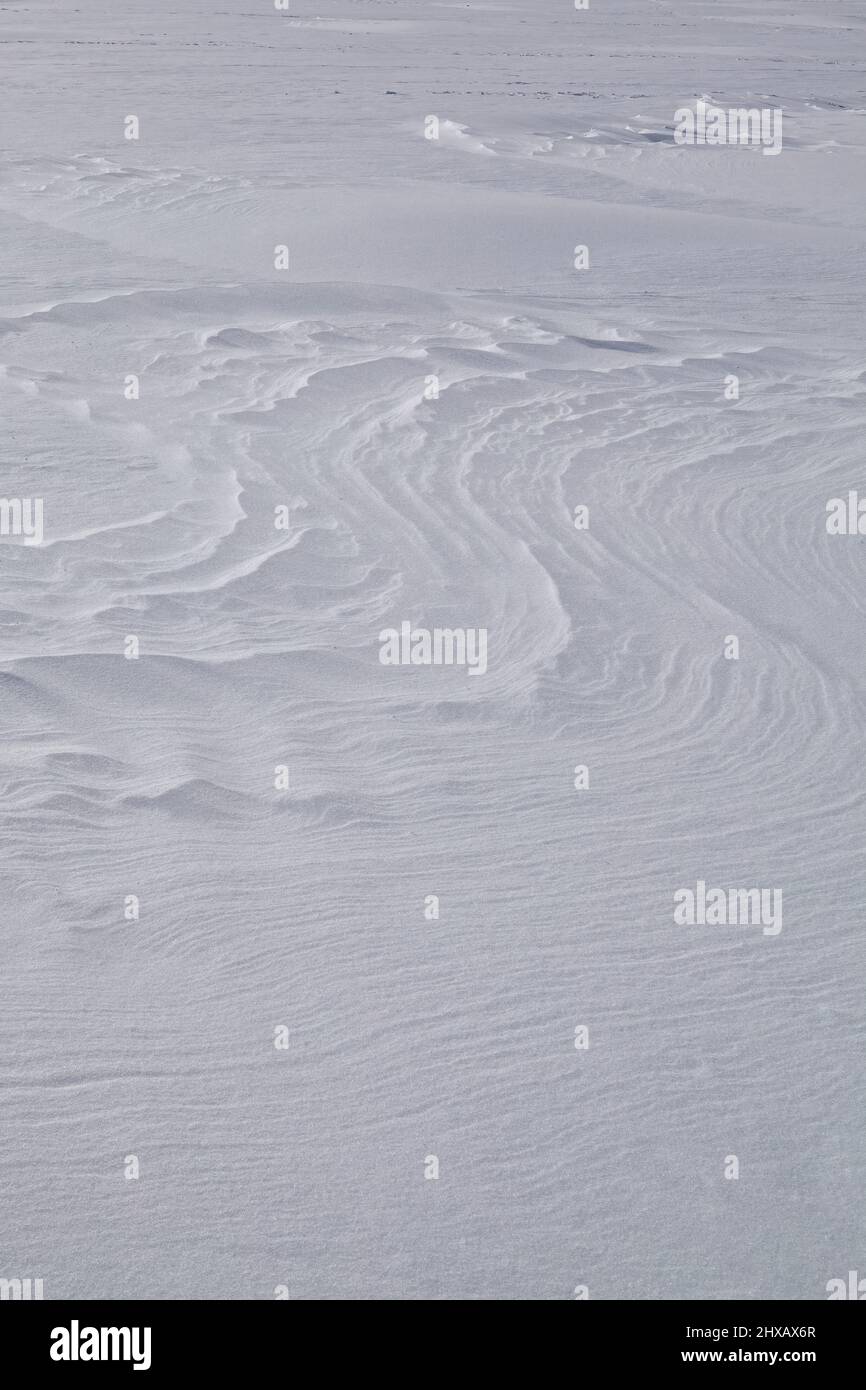 Winter scene with snow patterns on ground Stock Photo - Alamy
