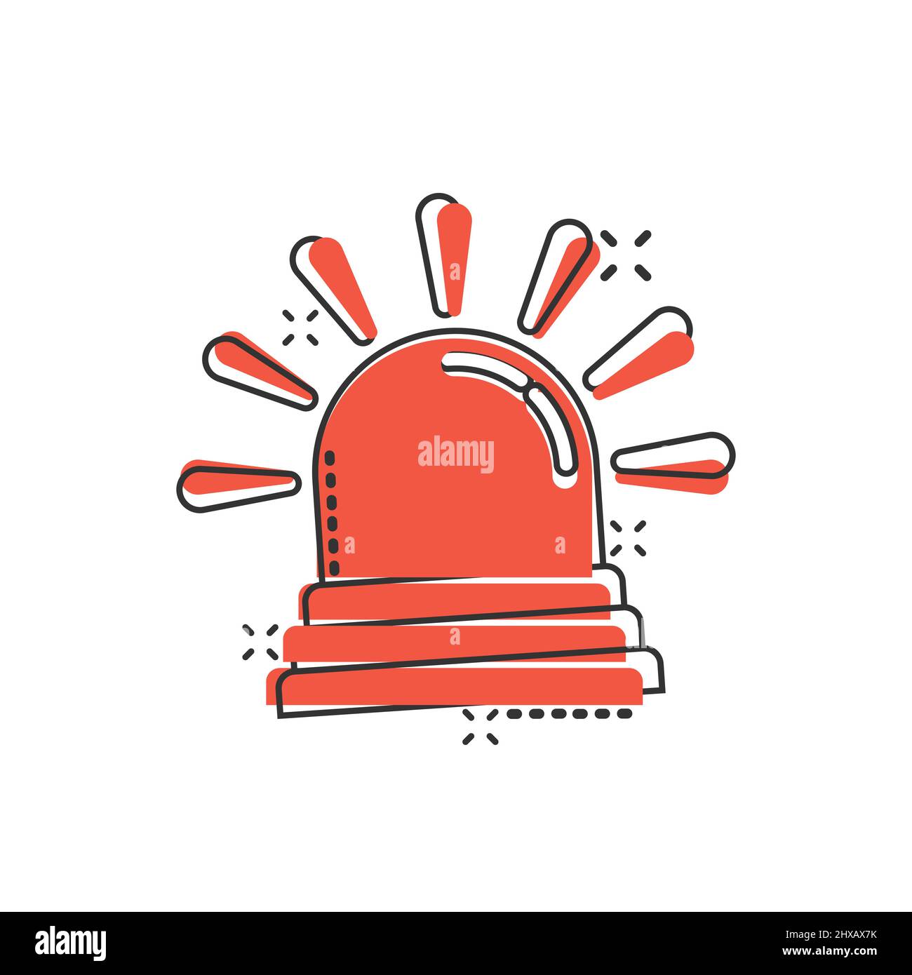 Emergency alarm icon in comic style. Alert lamp cartoon vector ...