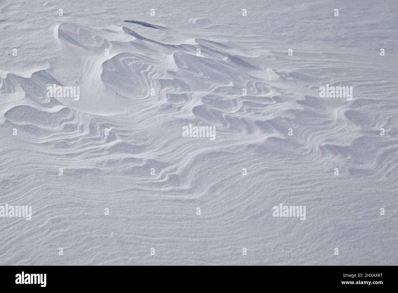 Winter scene with snow patterns on ground Stock Photo - Alamy
