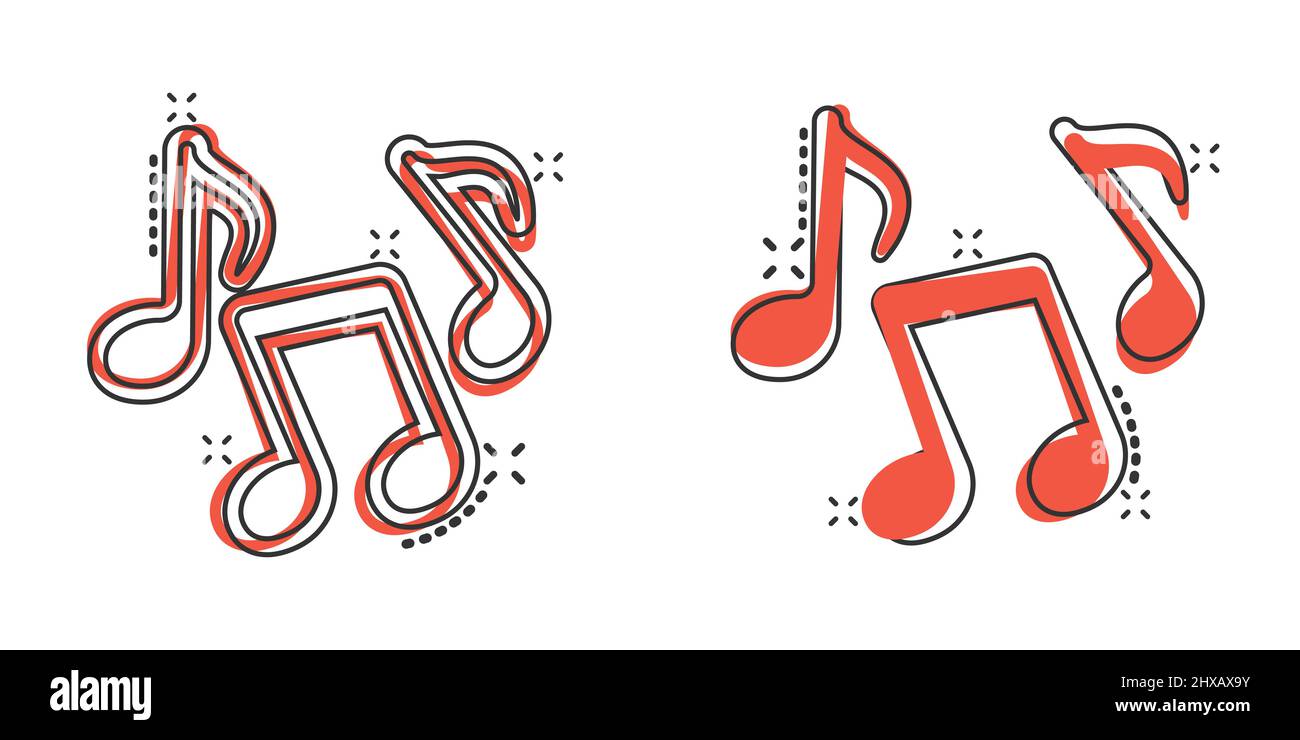 Music note icon in comic style. Song cartoon vector illustration on ...
