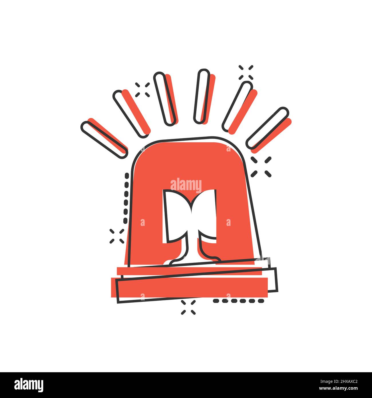 Emergency alarm icon in comic style. Alert lamp cartoon vector ...