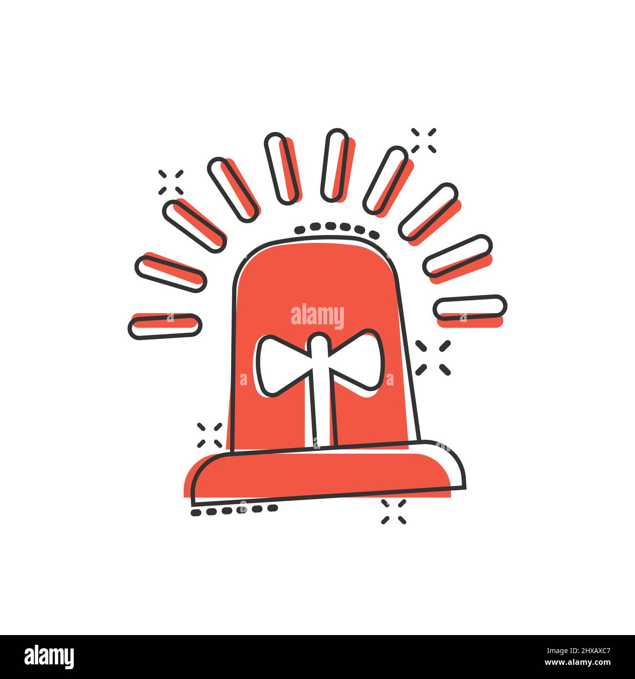 Emergency alarm icon in comic style. Alert lamp cartoon vector ...