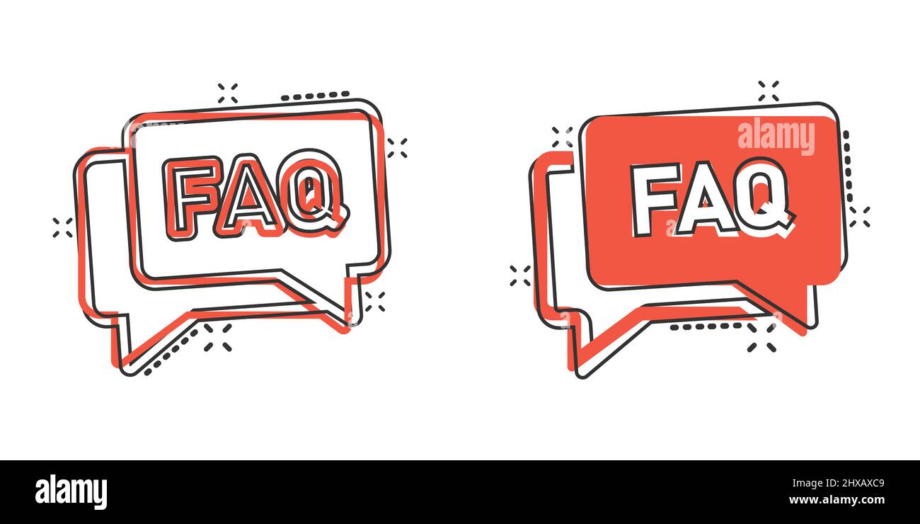 Faq speech bubble icon in comic style. Question cartoon vector ...