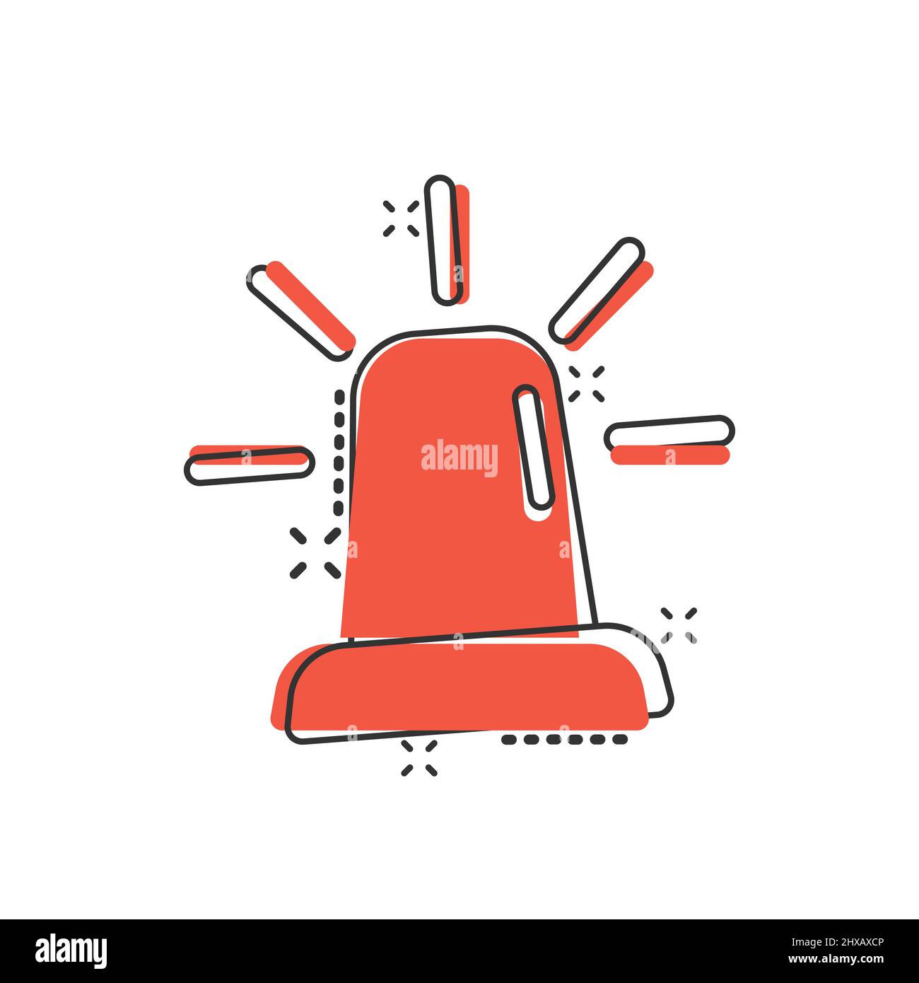 Emergency alarm icon in comic style. Alert lamp cartoon vector ...
