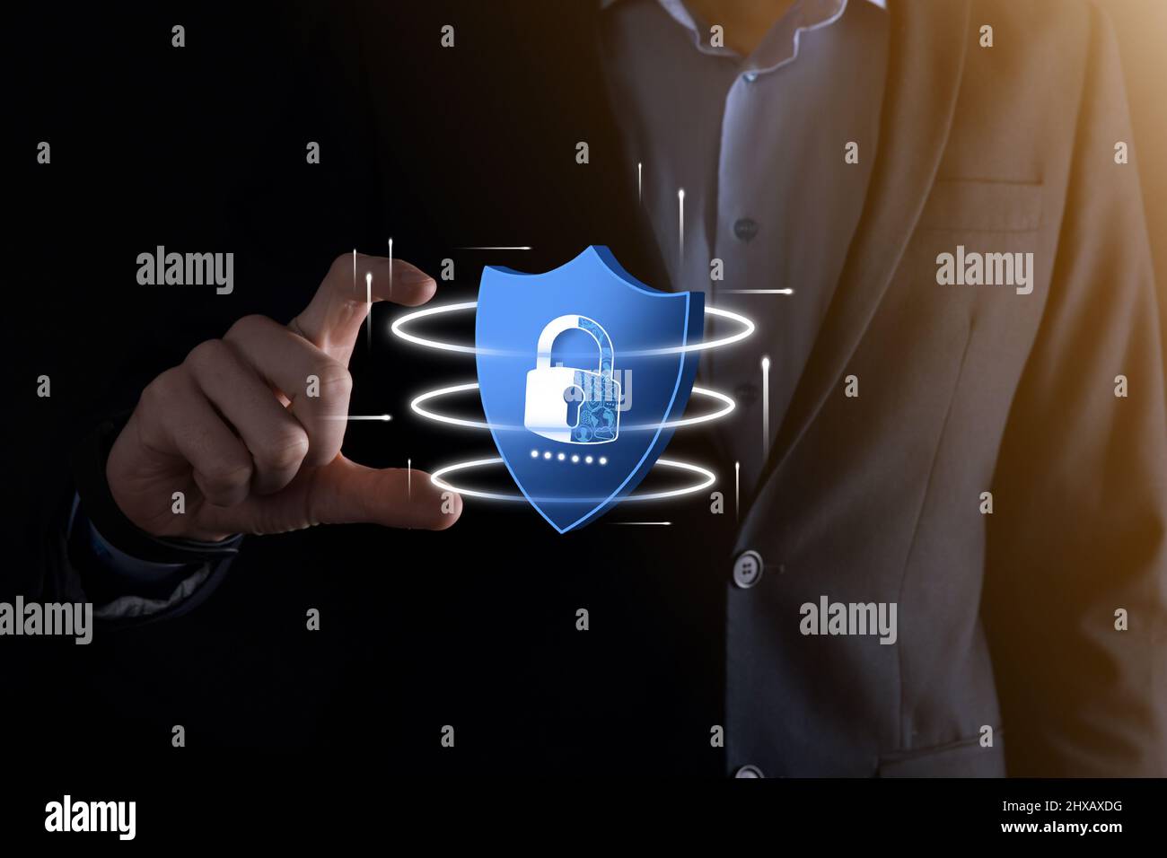 Cyber security network. Padlock icon and internet technology networking ...