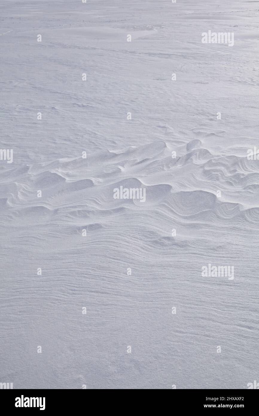 Winter scene with snow patterns on ground Stock Photo - Alamy