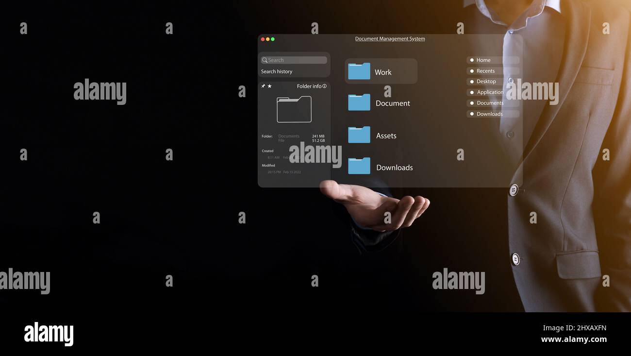 Document management concept. Virtual screen icons Document Management ...