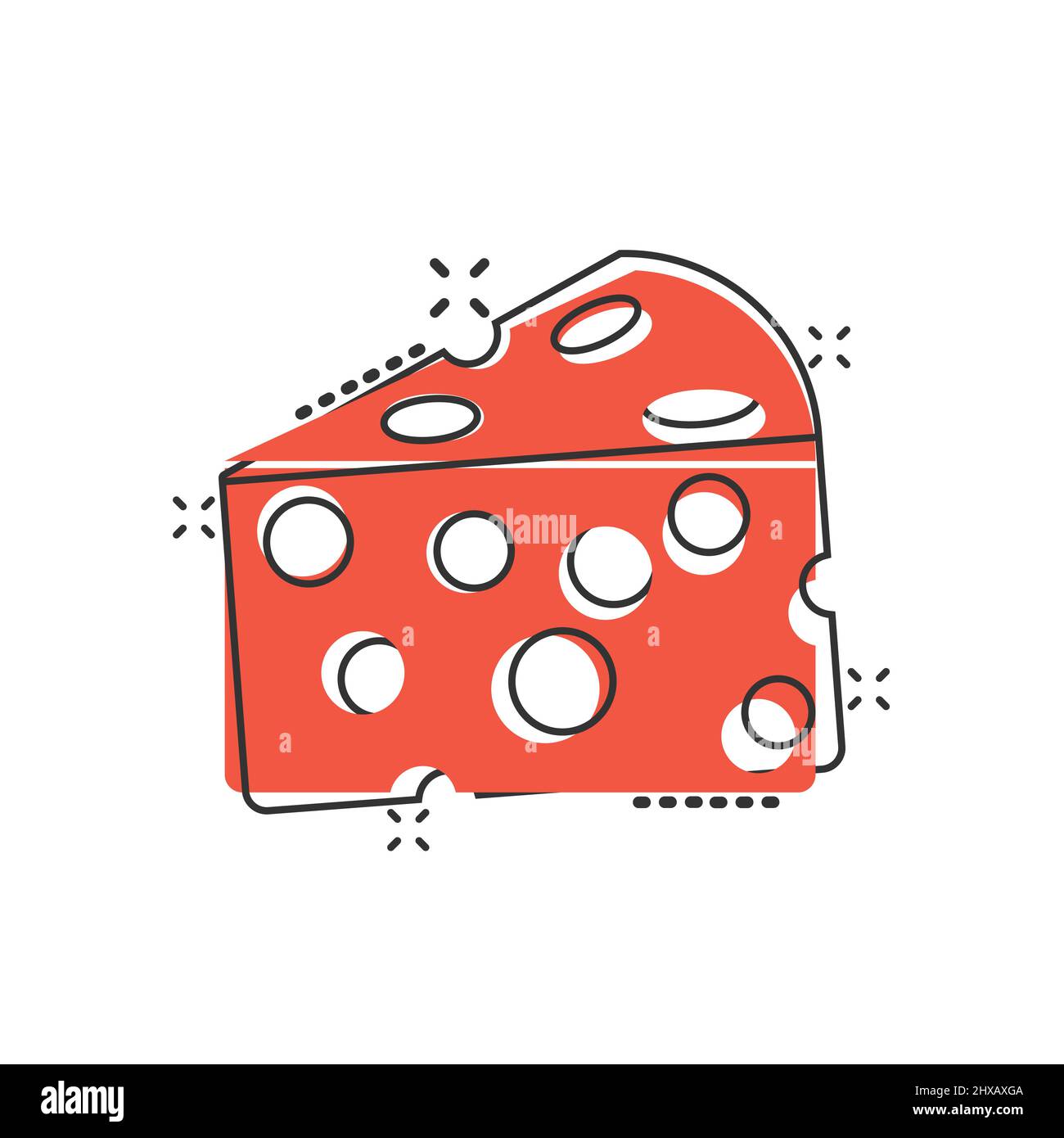 Cheese slice icon in comic style. Milk food cartoon vector illustration ...