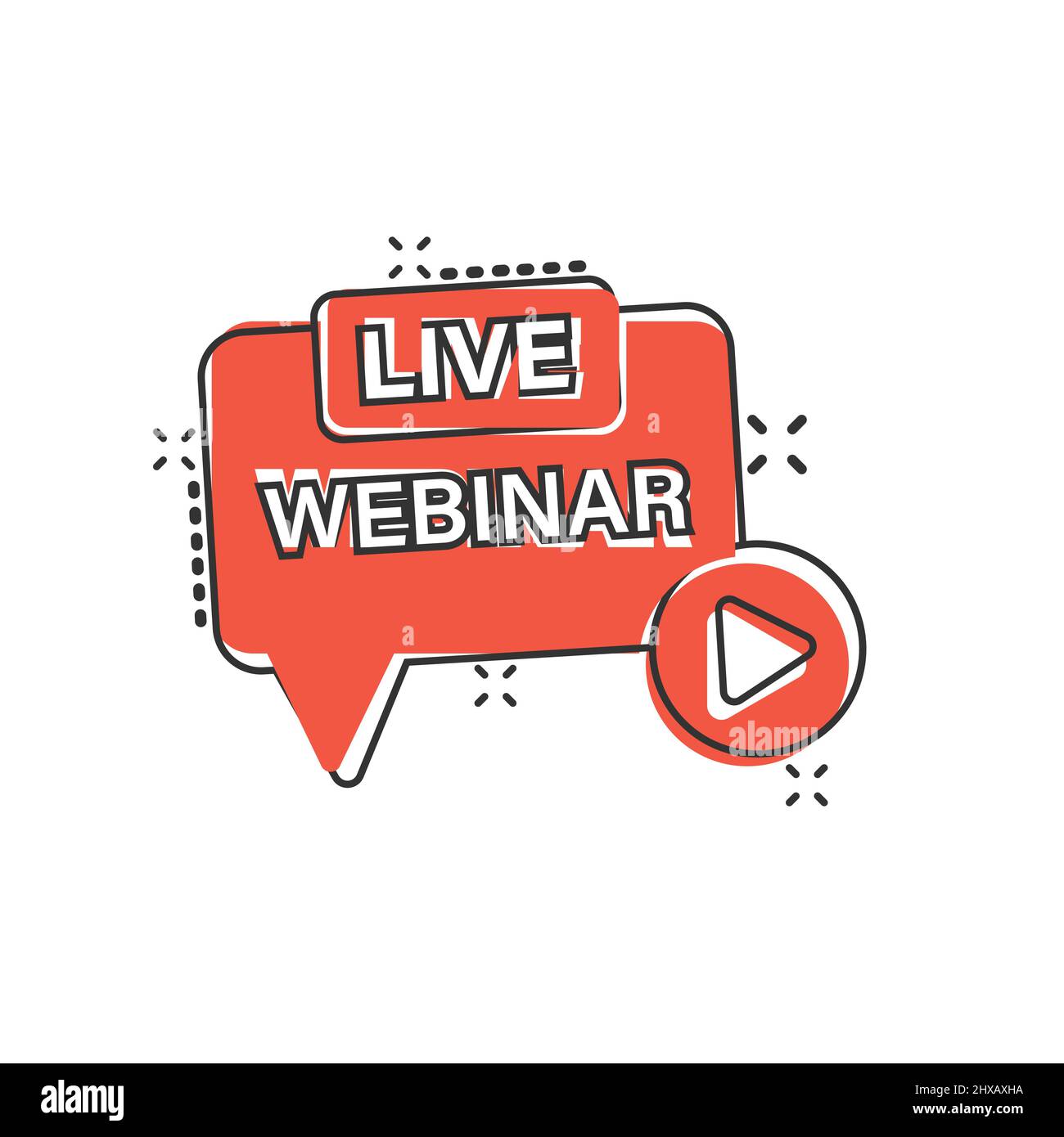 Live webinar icon in comic style. Online training cartoon vector ...