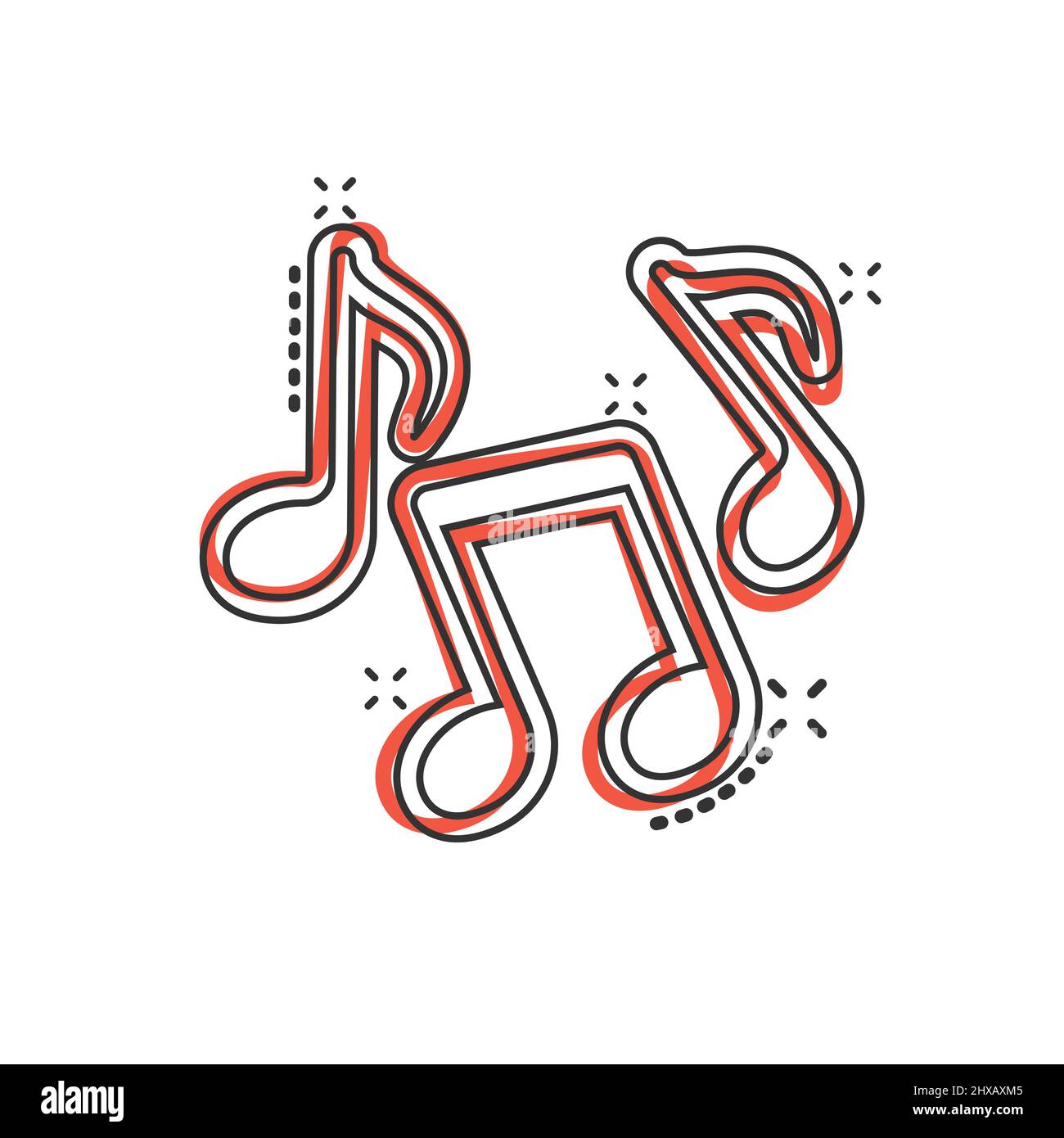 Music note icon in comic style. Song cartoon vector illustration on ...