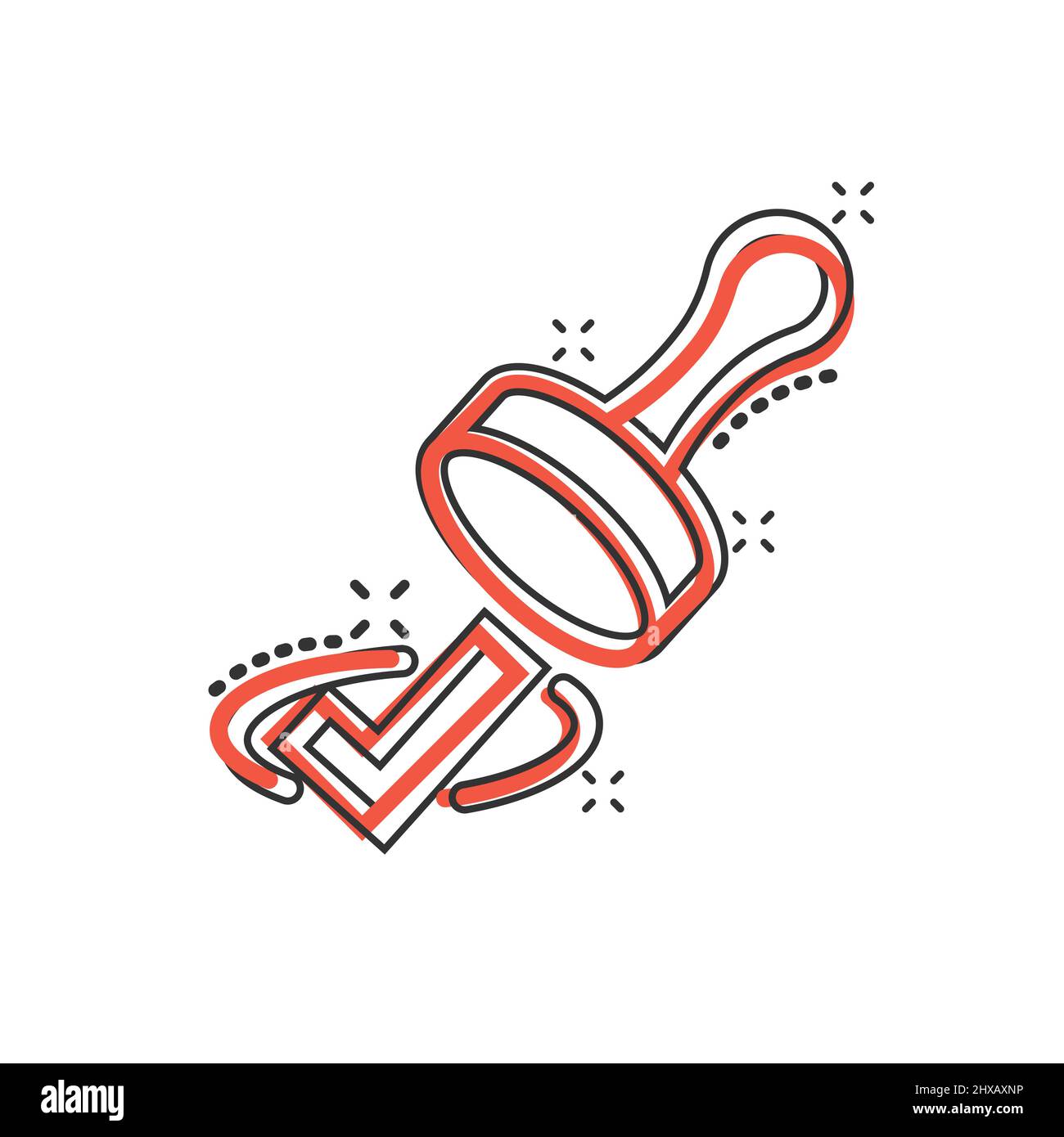 Approve stamp icon in comic style. Accept check mark cartoon vector ...