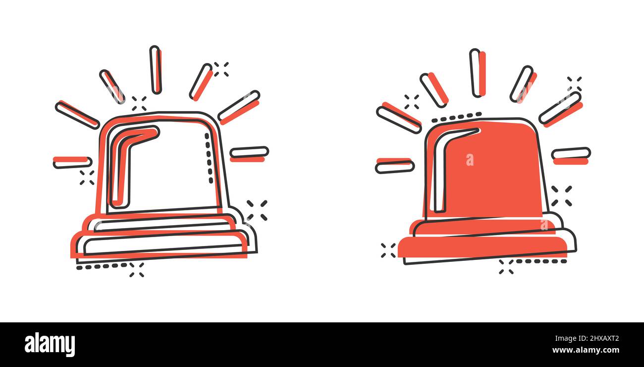 Emergency alarm icon in comic style. Alert lamp cartoon vector ...