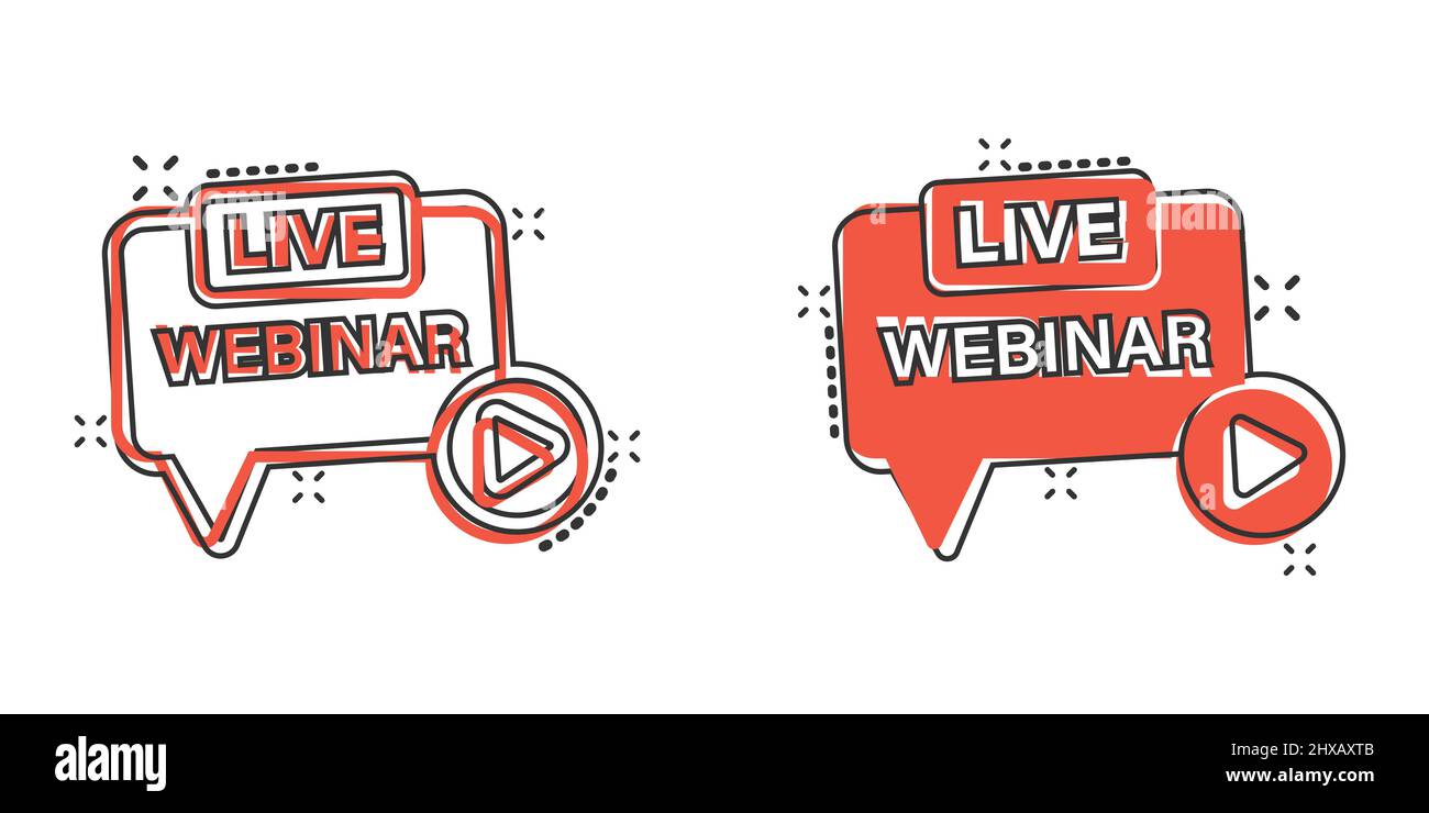 Live webinar icon in comic style. Online training cartoon vector ...