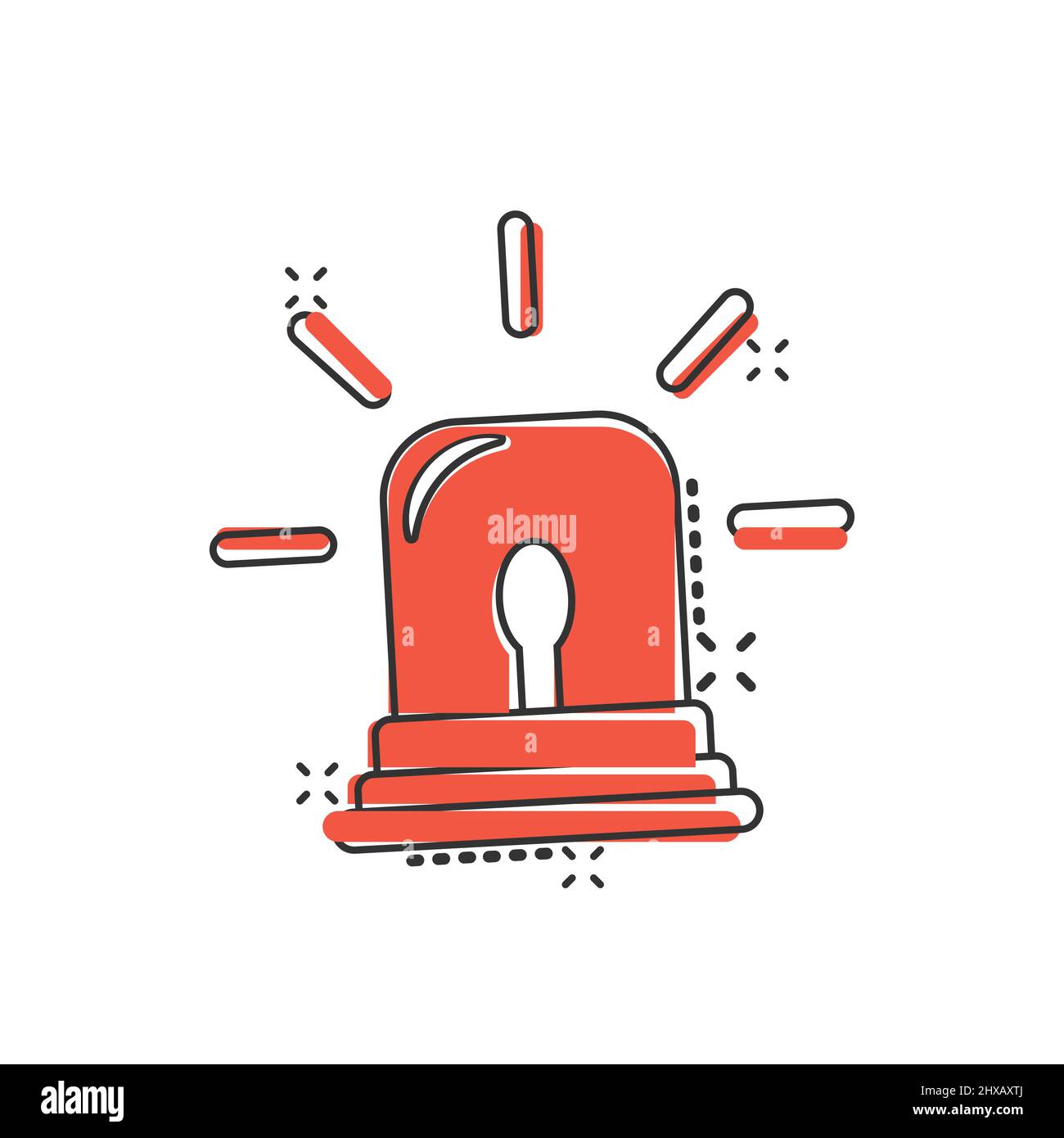 Emergency alarm icon in comic style. Alert lamp cartoon vector ...
