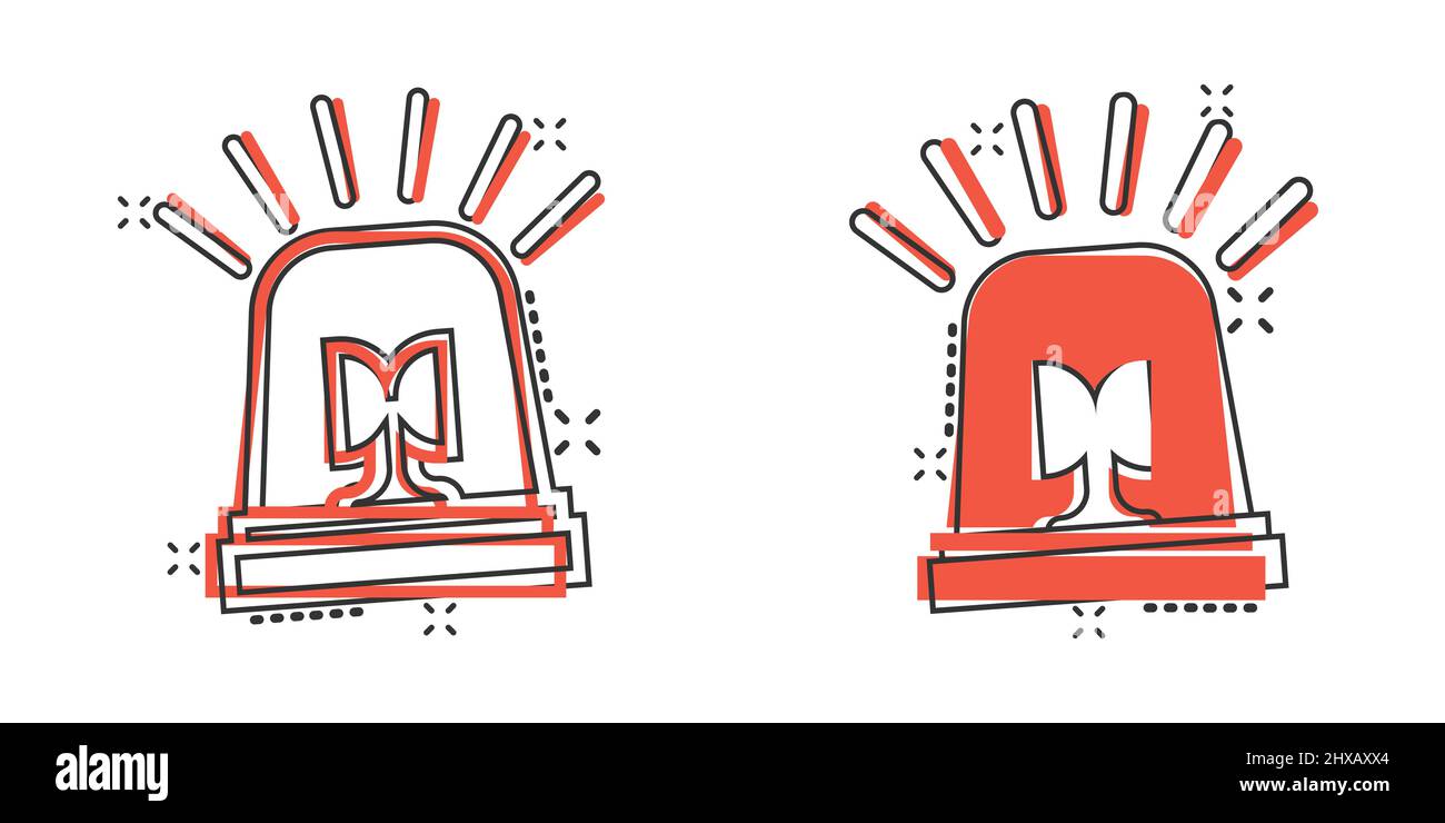 Emergency alarm icon in comic style. Alert lamp cartoon vector ...