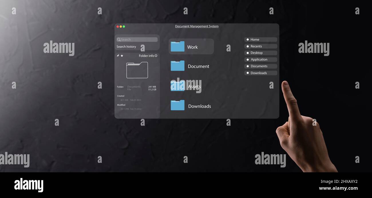 Document management concept. Virtual screen icons Document Management ...