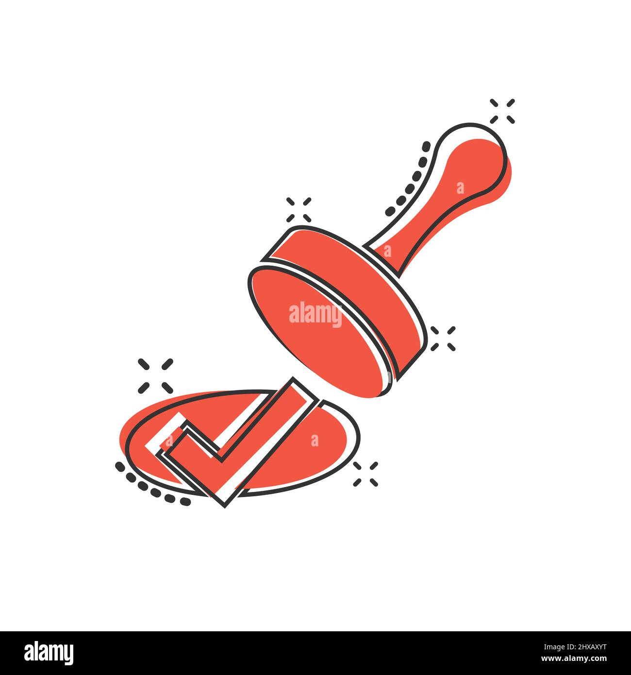 Approve stamp icon in comic style. Accept check mark cartoon vector ...