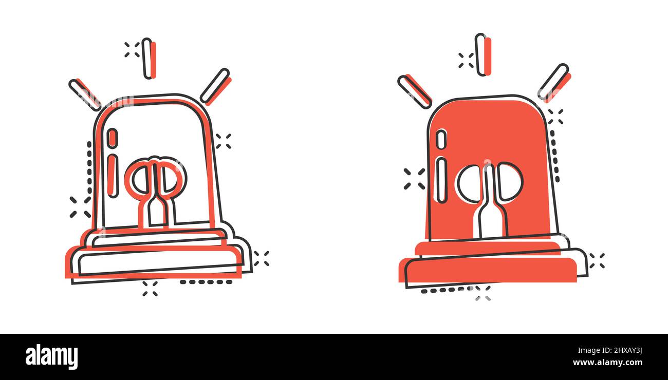 Emergency alarm icon in comic style. Alert lamp cartoon vector ...