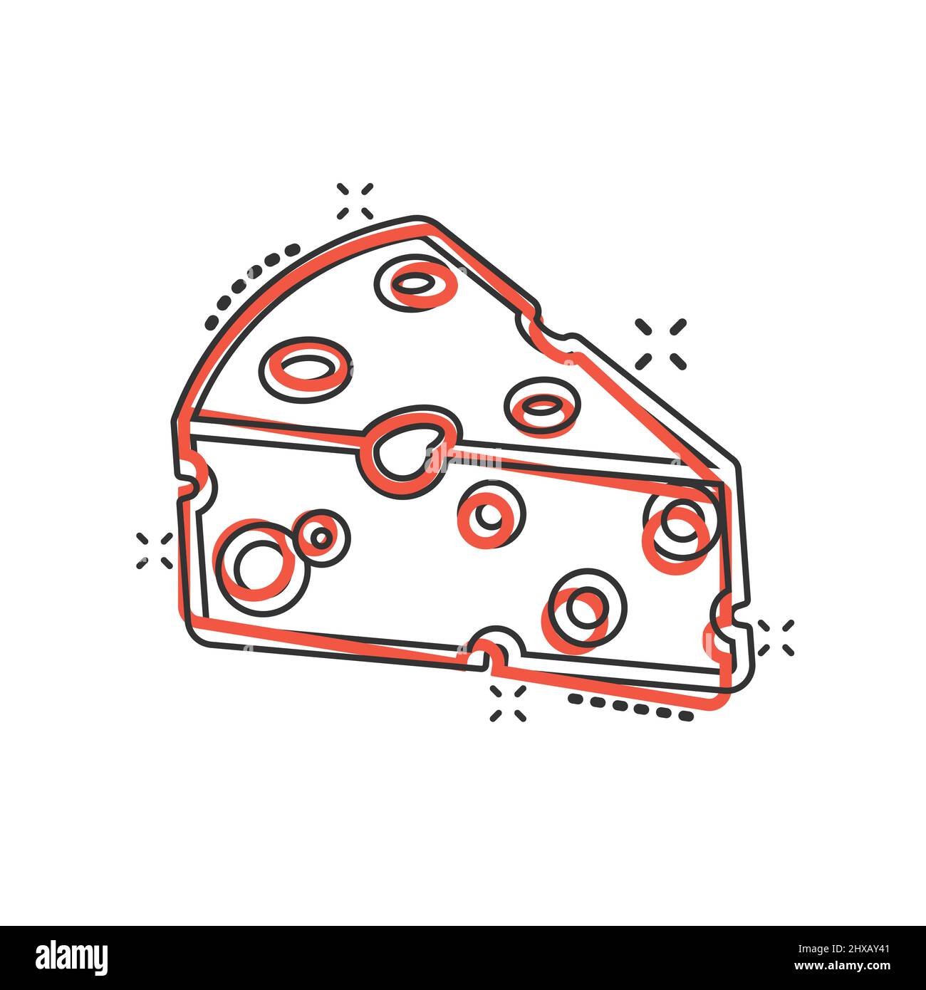 Cheese slice icon in comic style. Milk food cartoon vector illustration ...