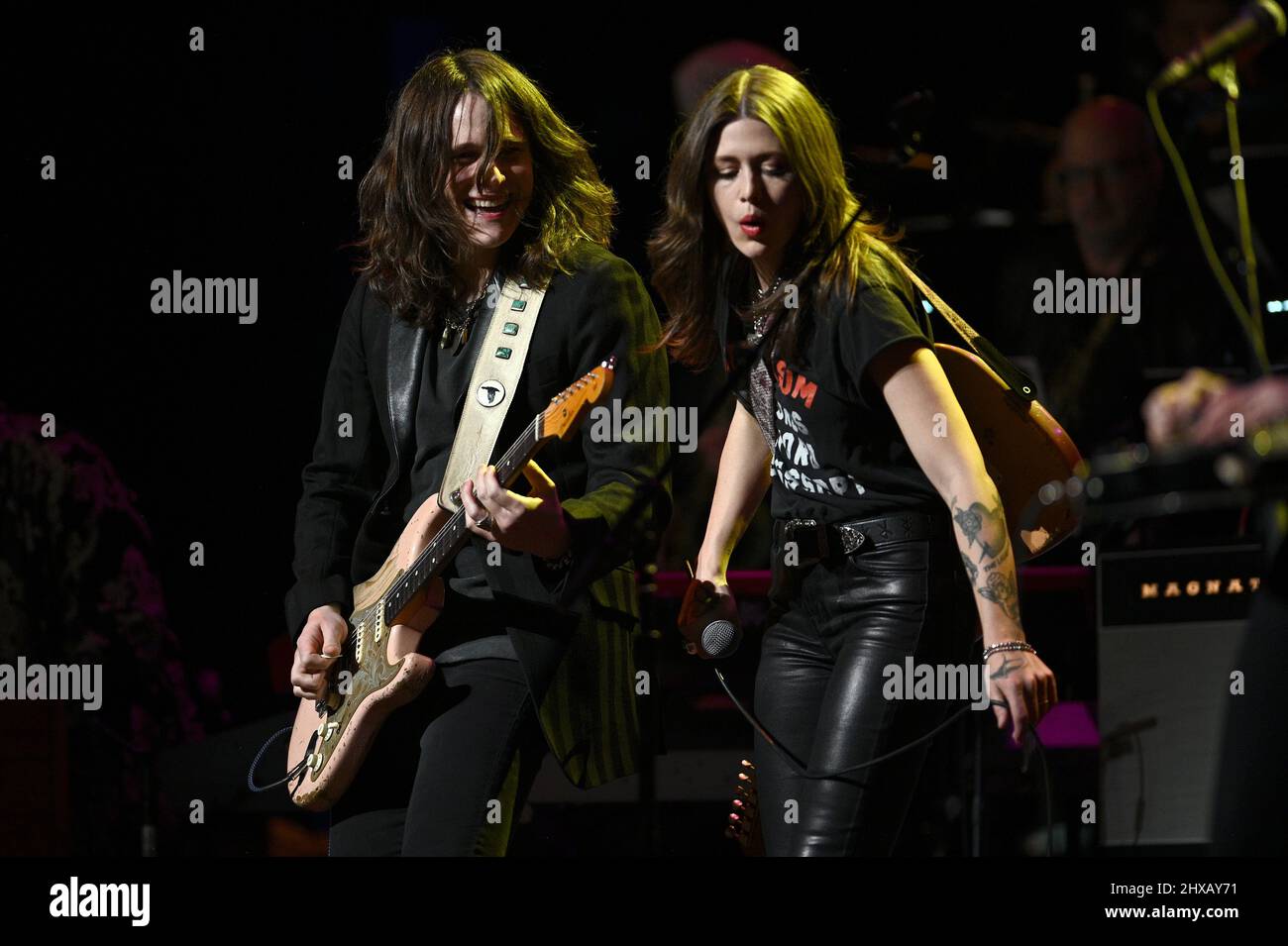 New York, USA. 10th Mar, 2022. Tyler Bryant (l) and Rebecca Lovell of ...