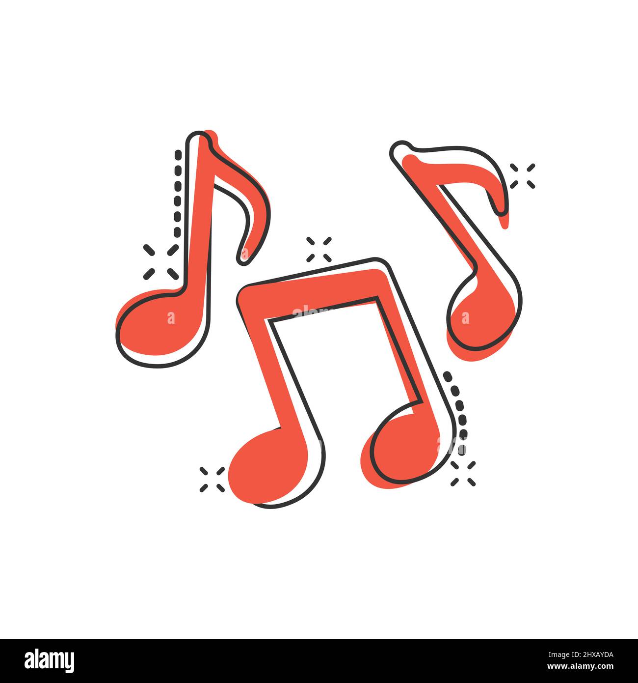 Music note icon in comic style. Song cartoon vector illustration on ...