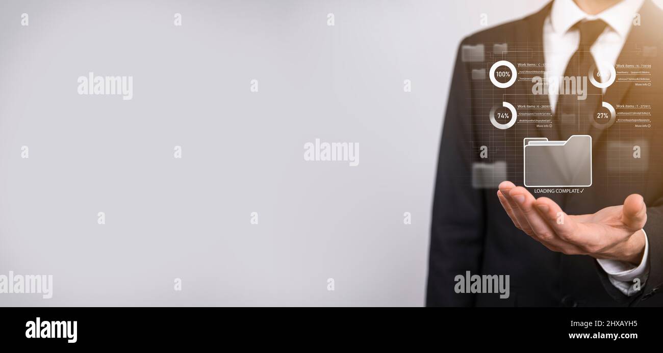 Business developer hand using board framework on virtual modern ...