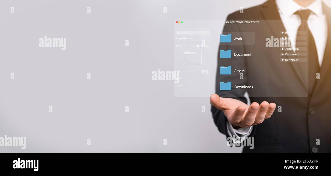 Document management concept. Virtual screen icons Document Management ...