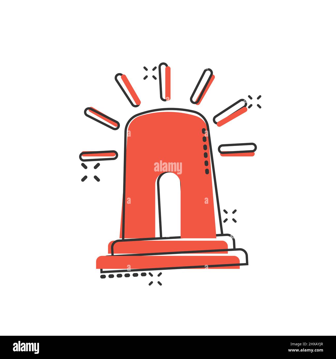 Emergency alarm icon in comic style. Alert lamp cartoon vector ...