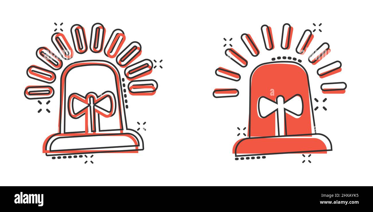 Emergency alarm icon in comic style. Alert lamp cartoon vector ...