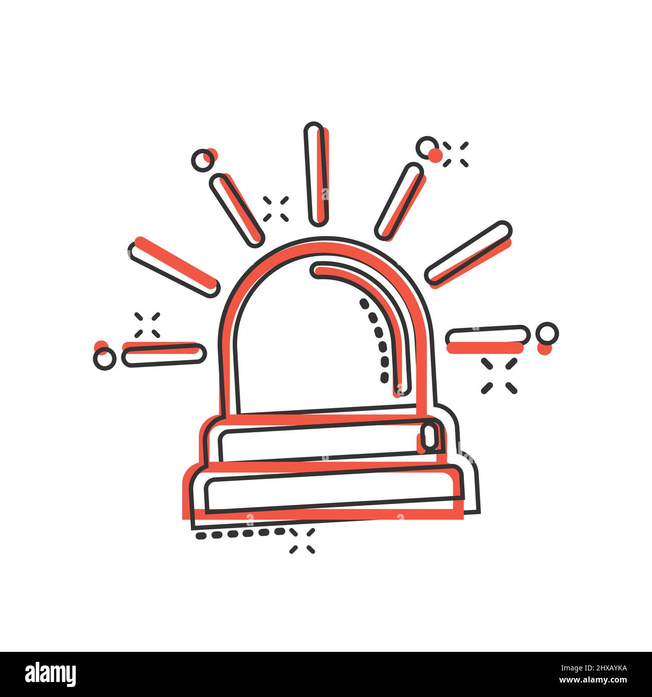 Emergency alarm icon in comic style. Alert lamp cartoon vector ...