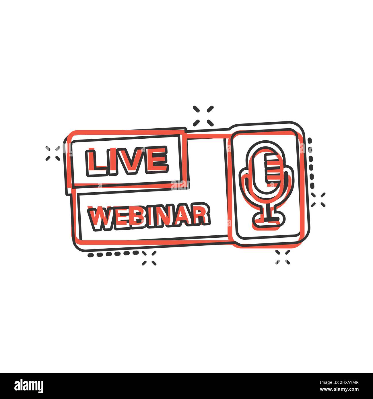 Live webinar icon in comic style. Online training cartoon vector ...