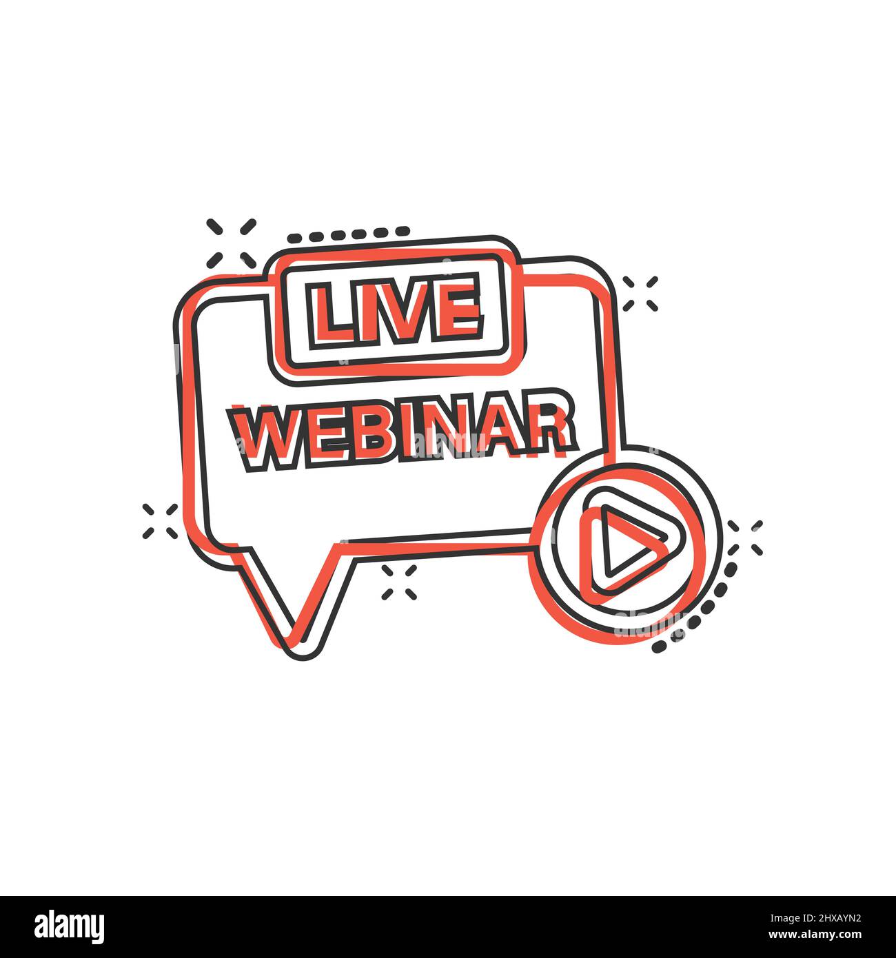 Live webinar icon in comic style. Online training cartoon vector ...