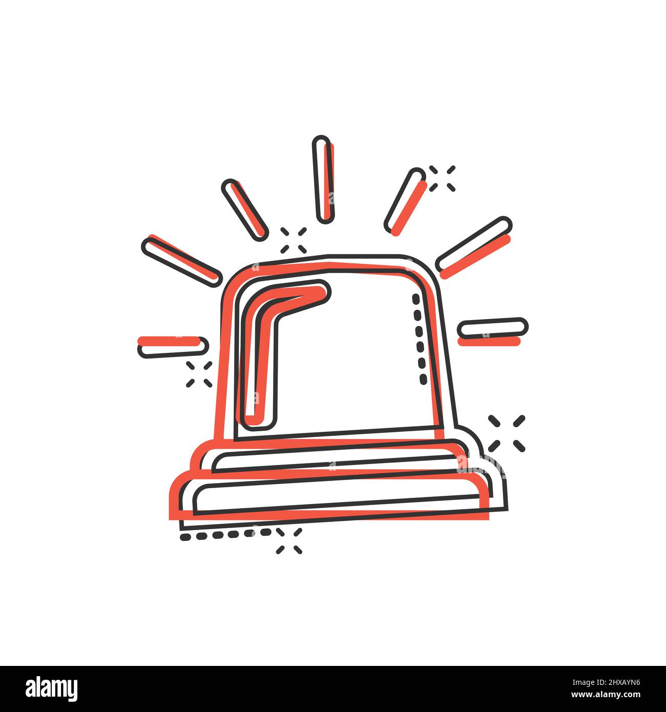 Emergency alarm icon in comic style. Alert lamp cartoon vector ...