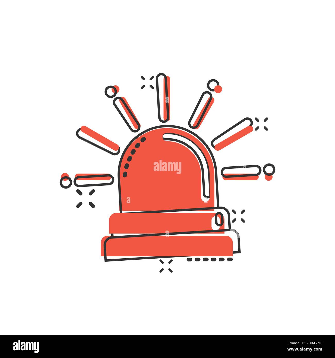 Emergency alarm icon in comic style. Alert lamp cartoon vector ...