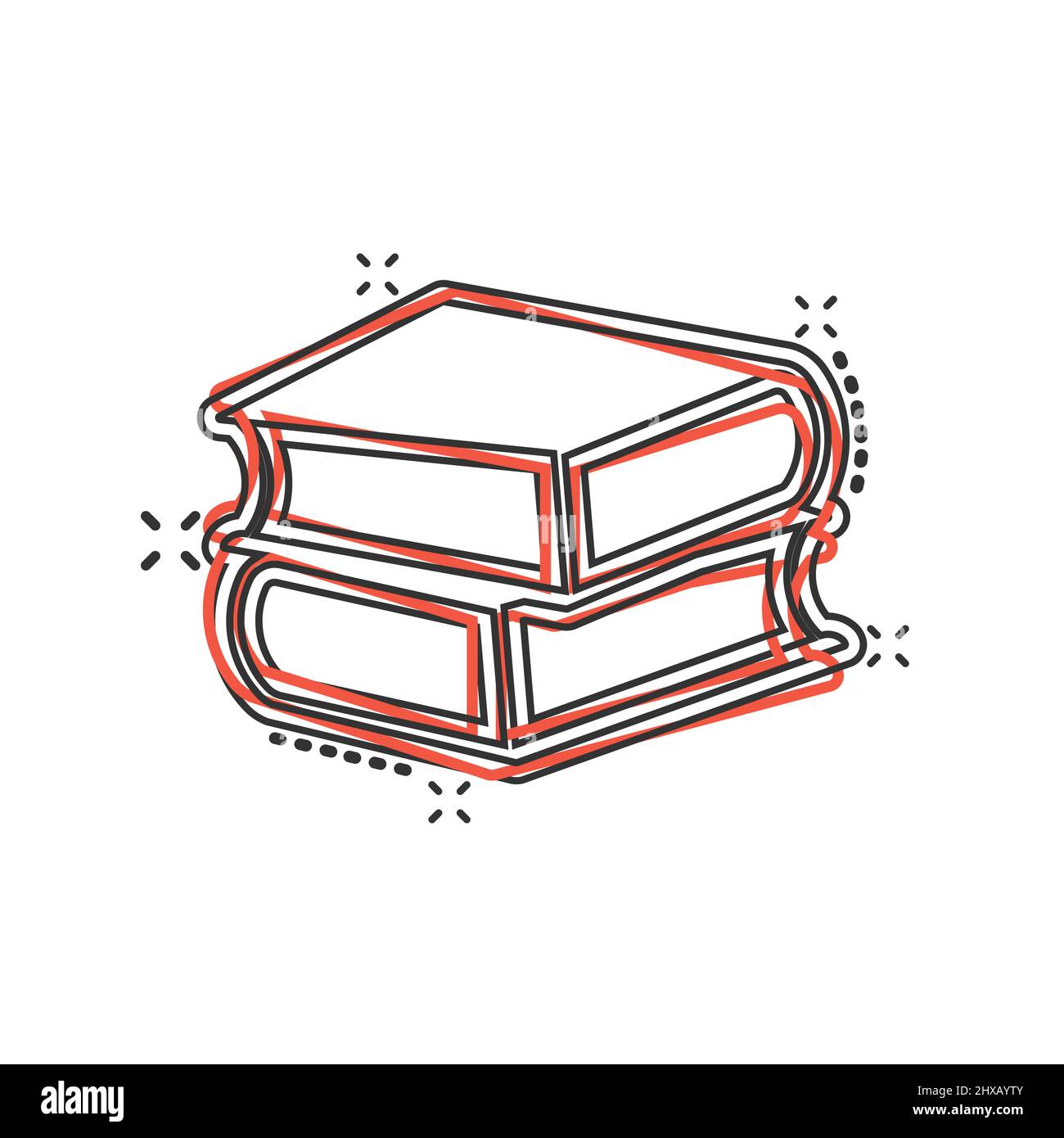 Book library icon in comic style. Encyclopedia cartoon vector ...