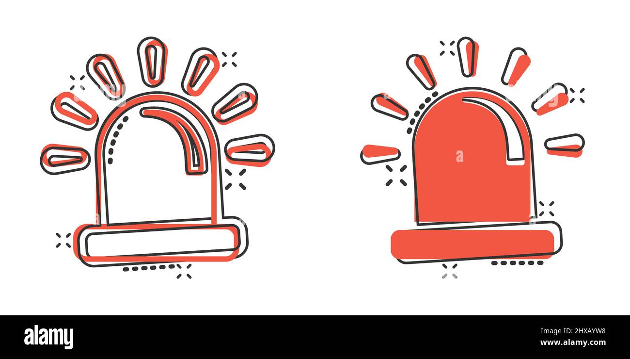 Emergency alarm icon in comic style. Alert lamp cartoon vector ...