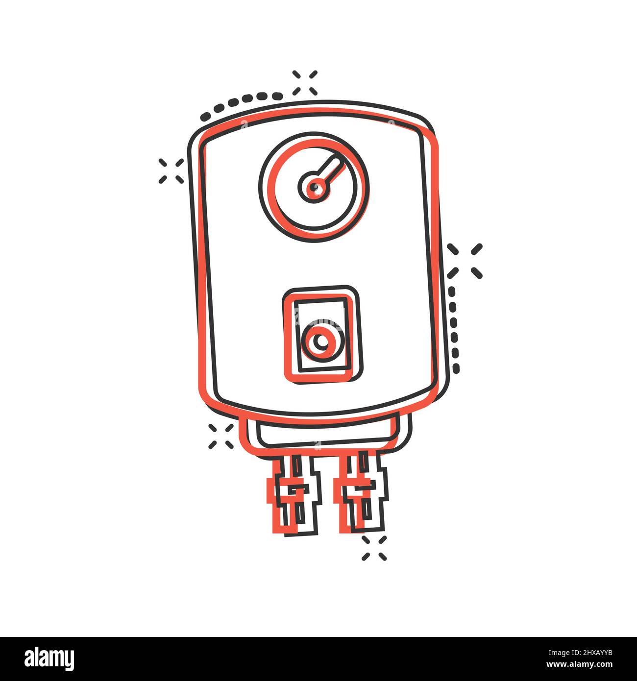 Gas boiler icon in comic style. Heater cartoon vector illustration on ...
